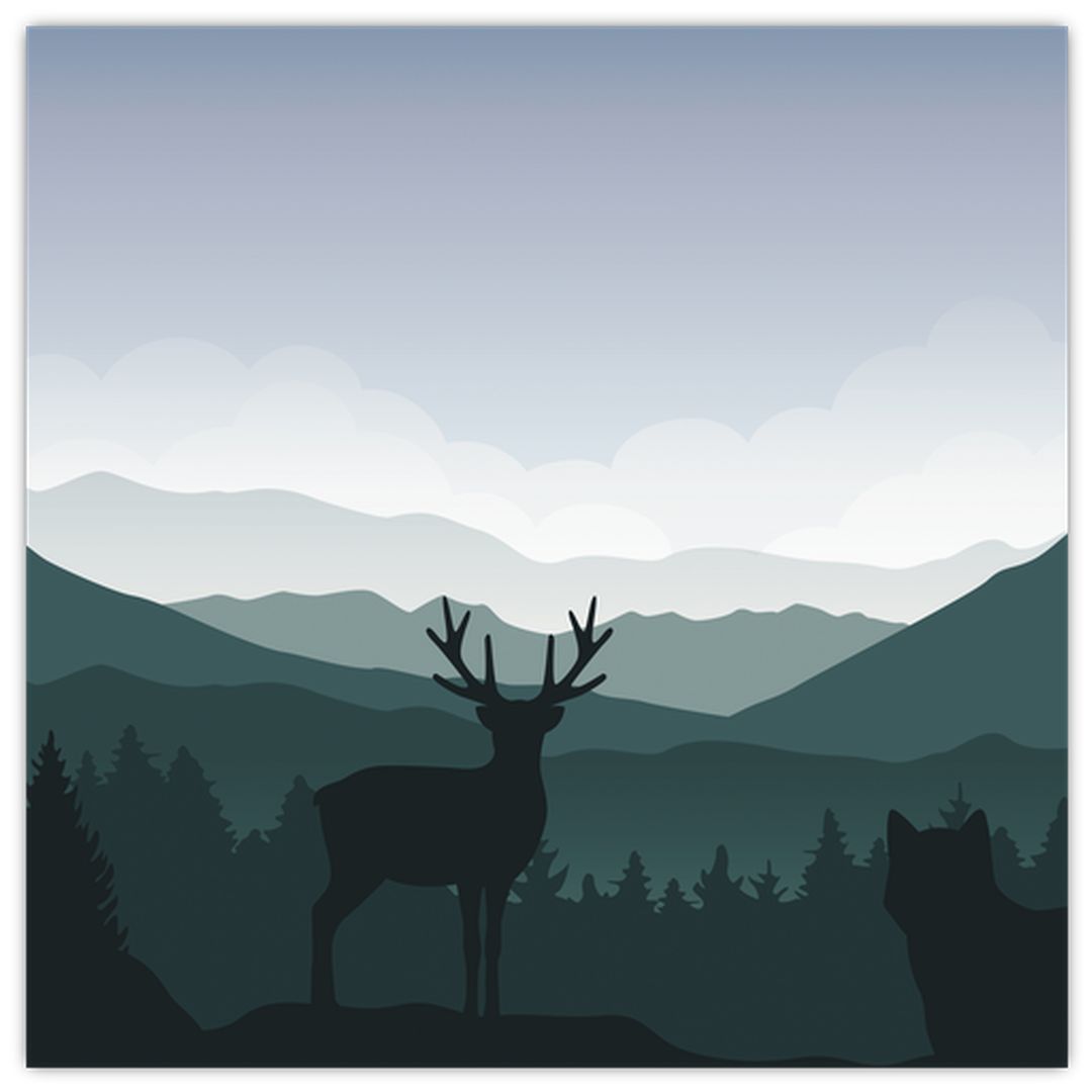 Kép - Szarvas farkassal a sziklák között (üvegen) | Mivali.hu